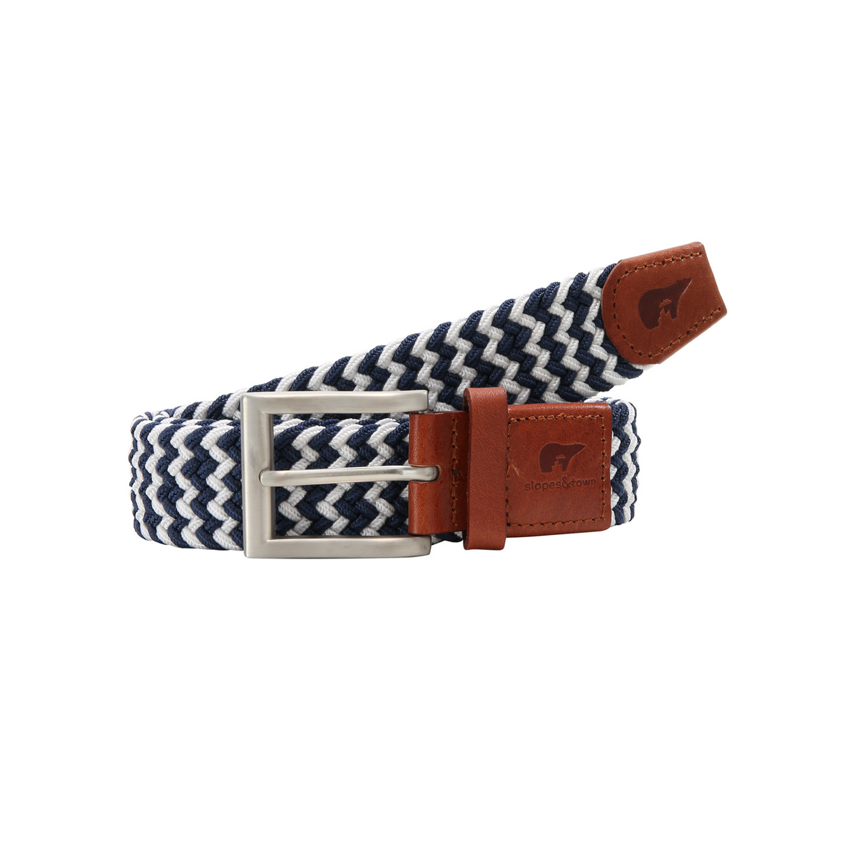 Slopes&Town Blue and White Recycled Elastic Woven Belt Peter – Slopes ...